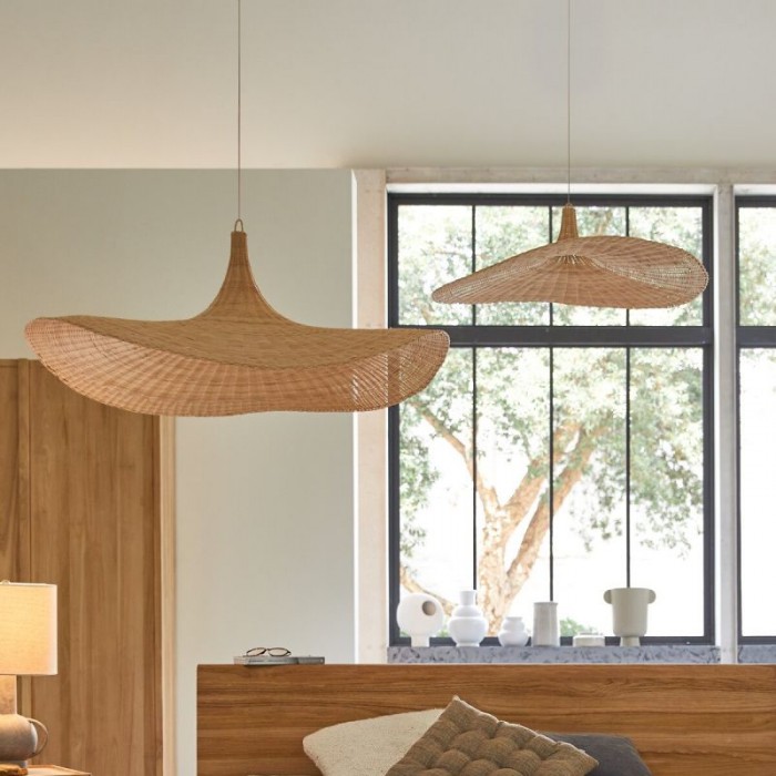 Rustieke rotan strohoed design hanglamp | Homelights