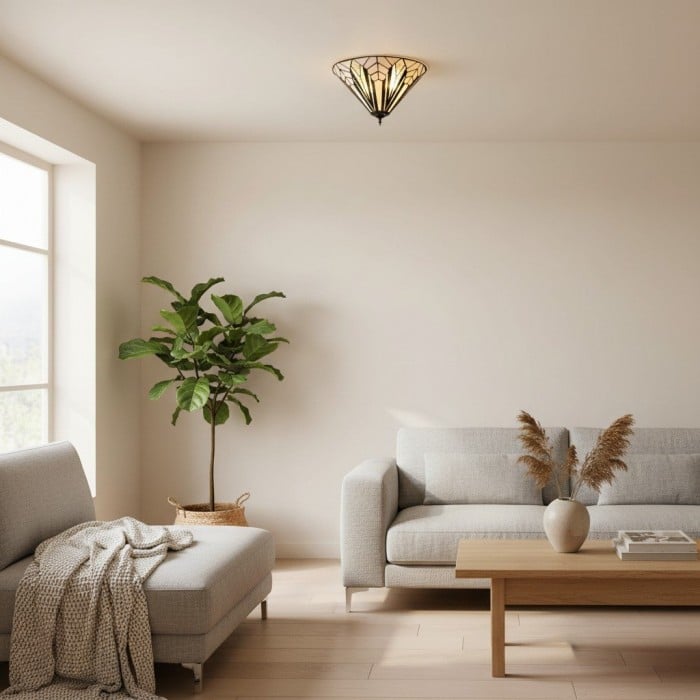 TF Astoria Modern Deco Flush Mount Ceiling Light with Textured Glass ...