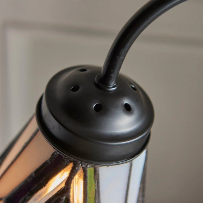 TF Astoria Tiffany tafellamp - Gebogen arm met zwanenhals en art deco ...