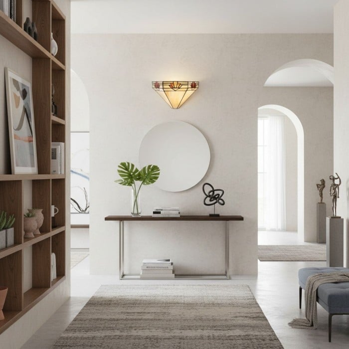 TF Nevada Ziggurat Wandleuchte – Art-Deco-Wandleuchte aus Buntglas für ...