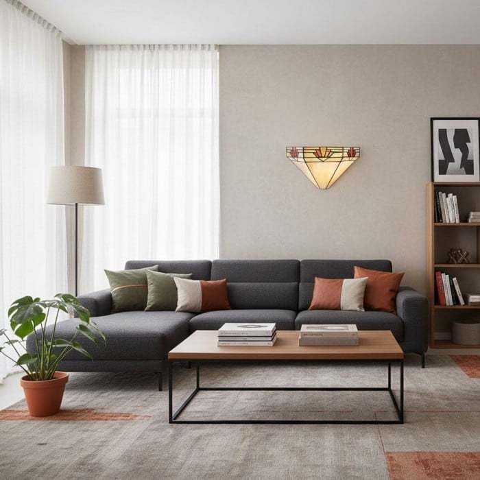 TF Nevada Ziggurat Wandleuchte – Art-Deco-Wandleuchte aus Buntglas für ...