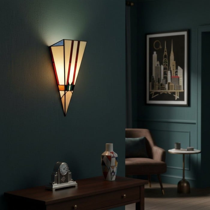 TF Sorenia Art Deco Wandleuchte aus Buntglas - Handgeschliffene ...