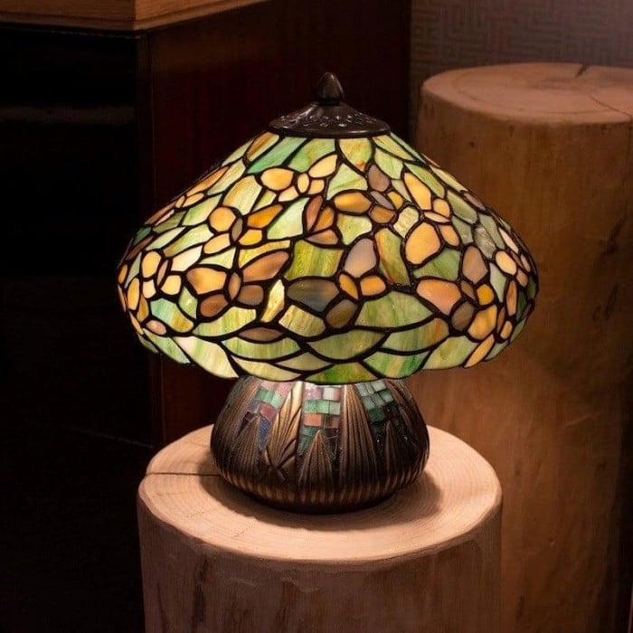 TF Sorenia Table Lamp - Warm Stained-Glass Floral Art-style Lamp for ...