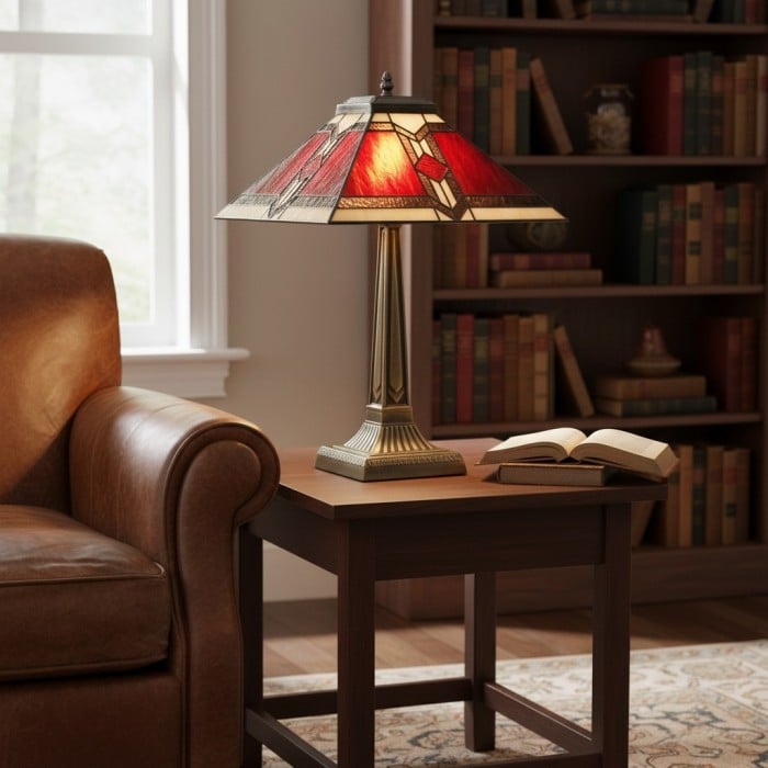 TiffStar Stained Glass Table Lamp - Vintage Style Stained Glass ...