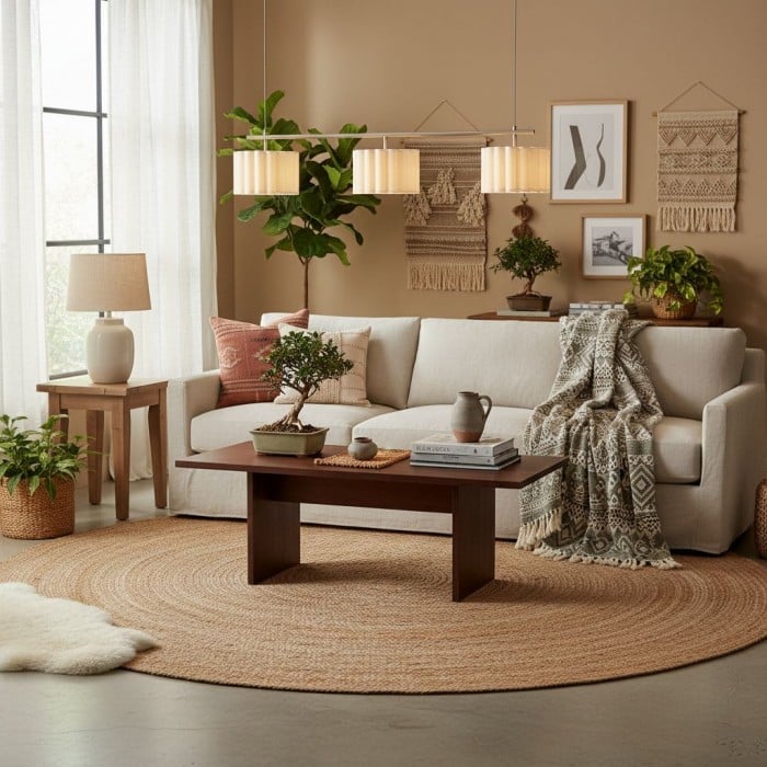 Velura Linear Pendant Light - Natural Linen Shade for Warm Ambiance ...