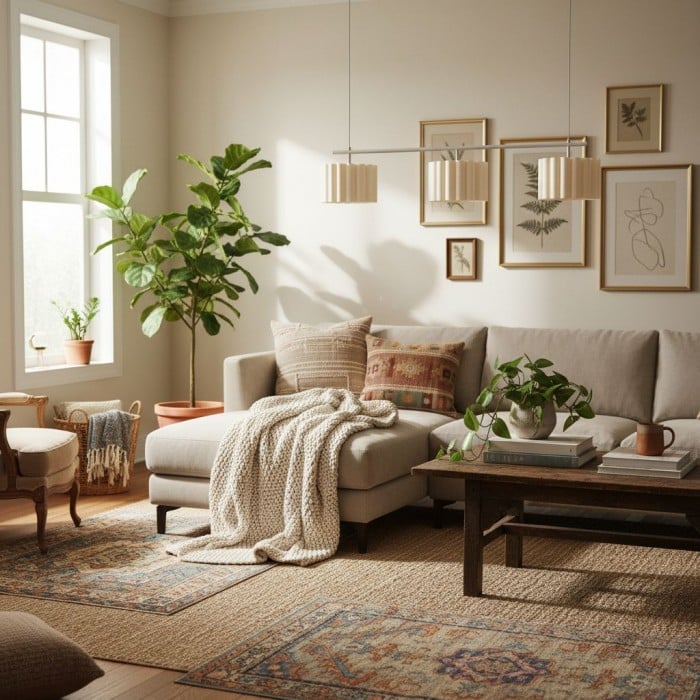 Velura Linear Pendant Light - Natural Linen Shade for Warm Ambiance ...