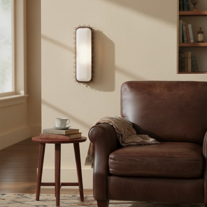 Glowvera Wall Sconce - Wavy Metal Frame Design Modern Glass-Shade ...