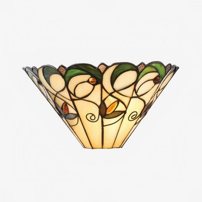 TF Jamelia Jugendstil-Wandleuchte mit abgeschrägtem Glasschirm – Metall ...