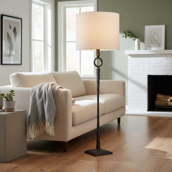 Trova Wrought Iron Floor Lamp - Single-Pole Design for Bedroom and ...