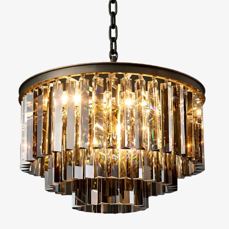 Aurevon Crystal Prism Metal Frame Modern Ceiling Chandelier for Home ...